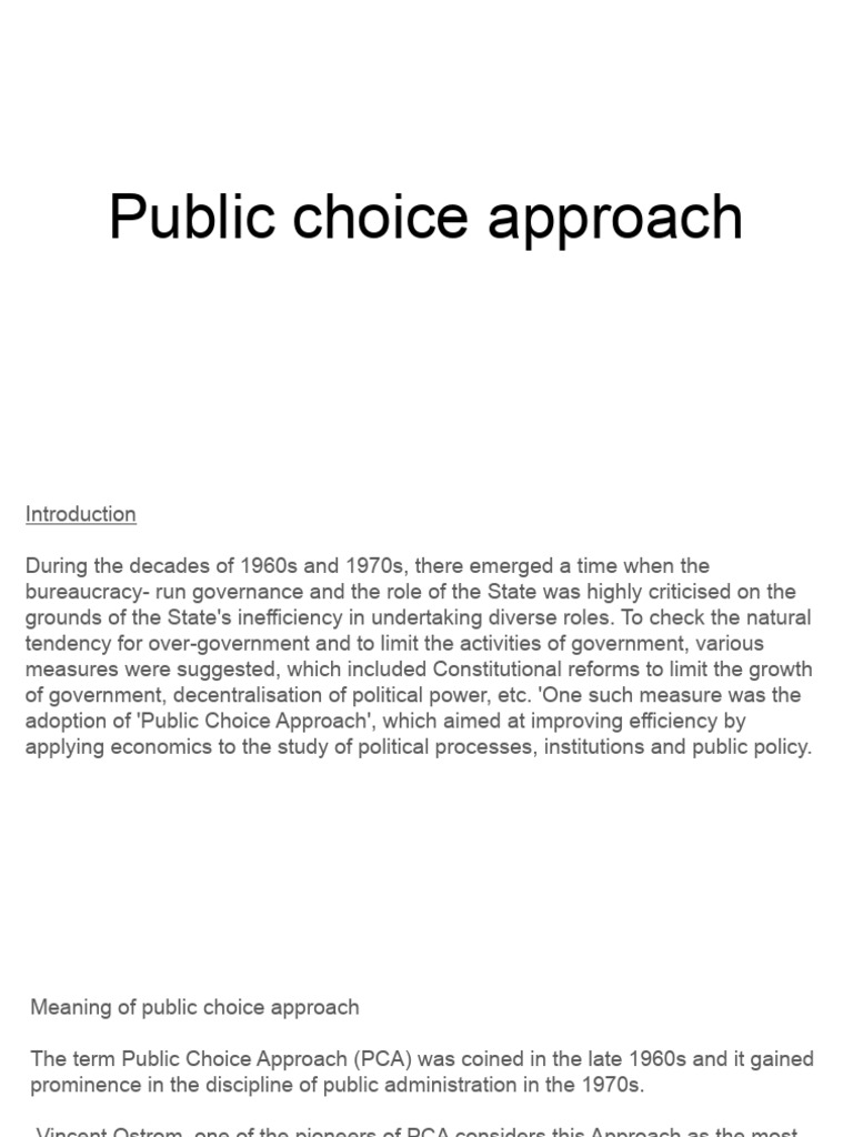 Public Choice Approach | PDF | Public Choice | Public Administration