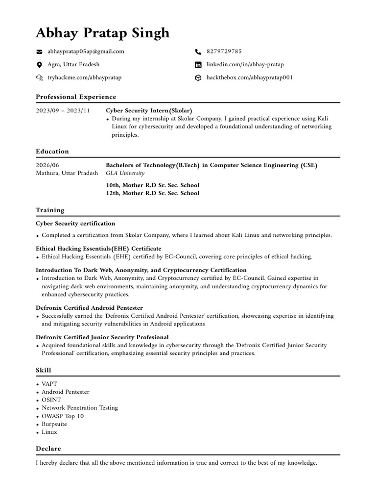 AbhayPratap Resume | PDF