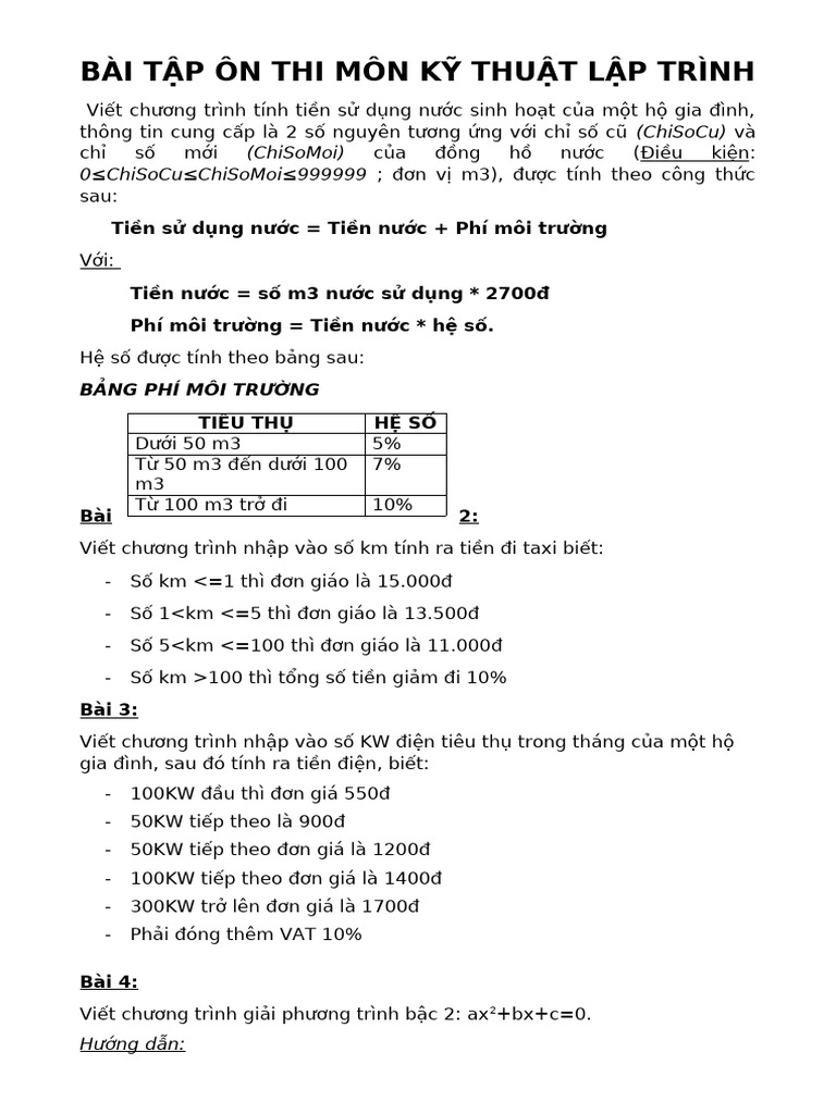 De Cuong On Thi Mon Ky Thuat Lap Trinh | PDF