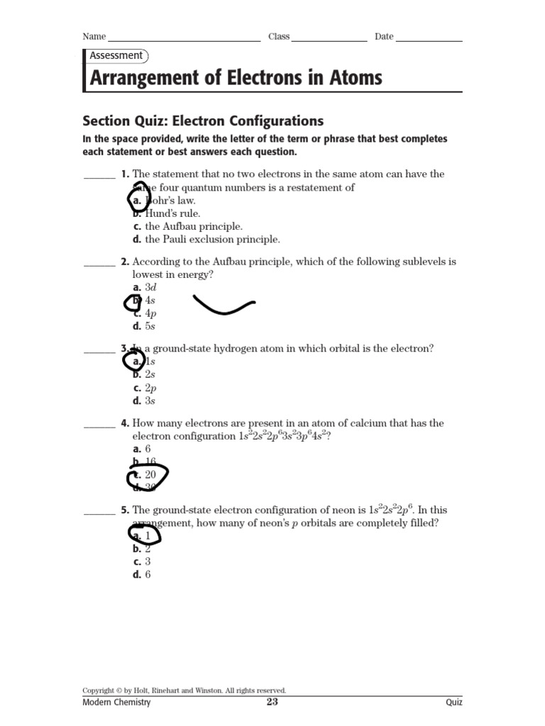 4-3 quiz | PDF | Electron Configuration | Theoretical Physics
