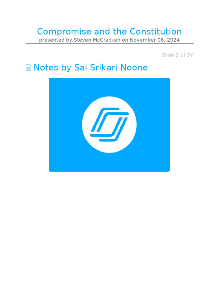 Compromise and The Constitution Notes by SaiSrikariNoone | PDF | United ...