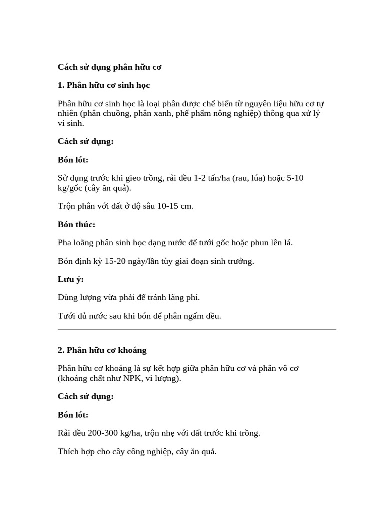 Cách S D NG Phân H U Cơ | PDF