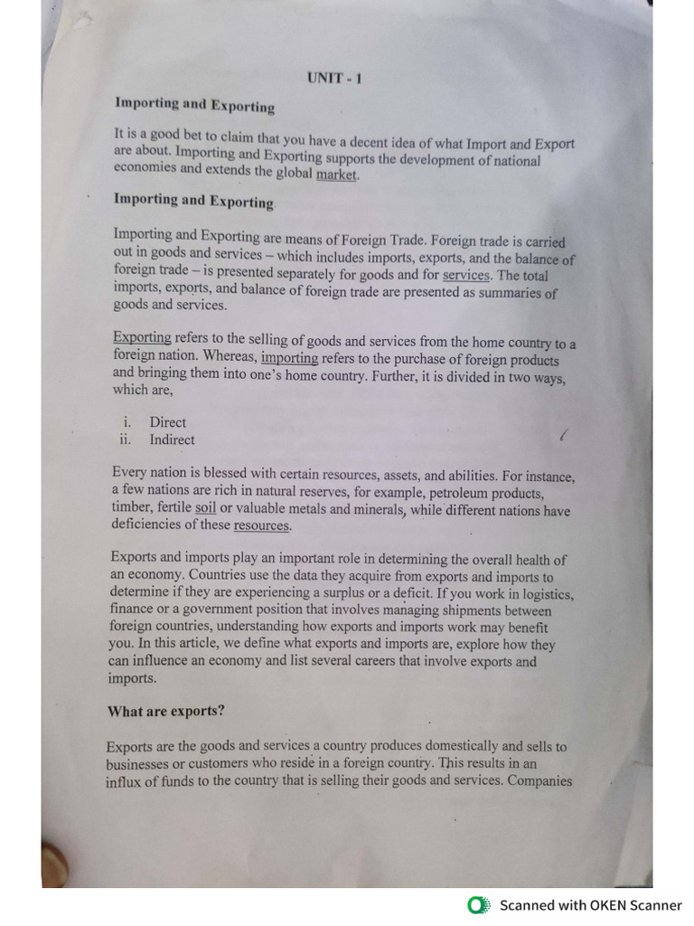 Exim Unit-1 | PDF