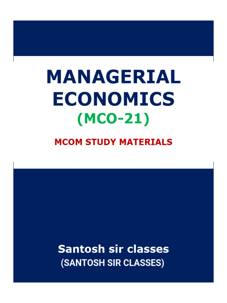 MCO21 Managerial Economics | PDF | Demand | Elasticity (Economics)