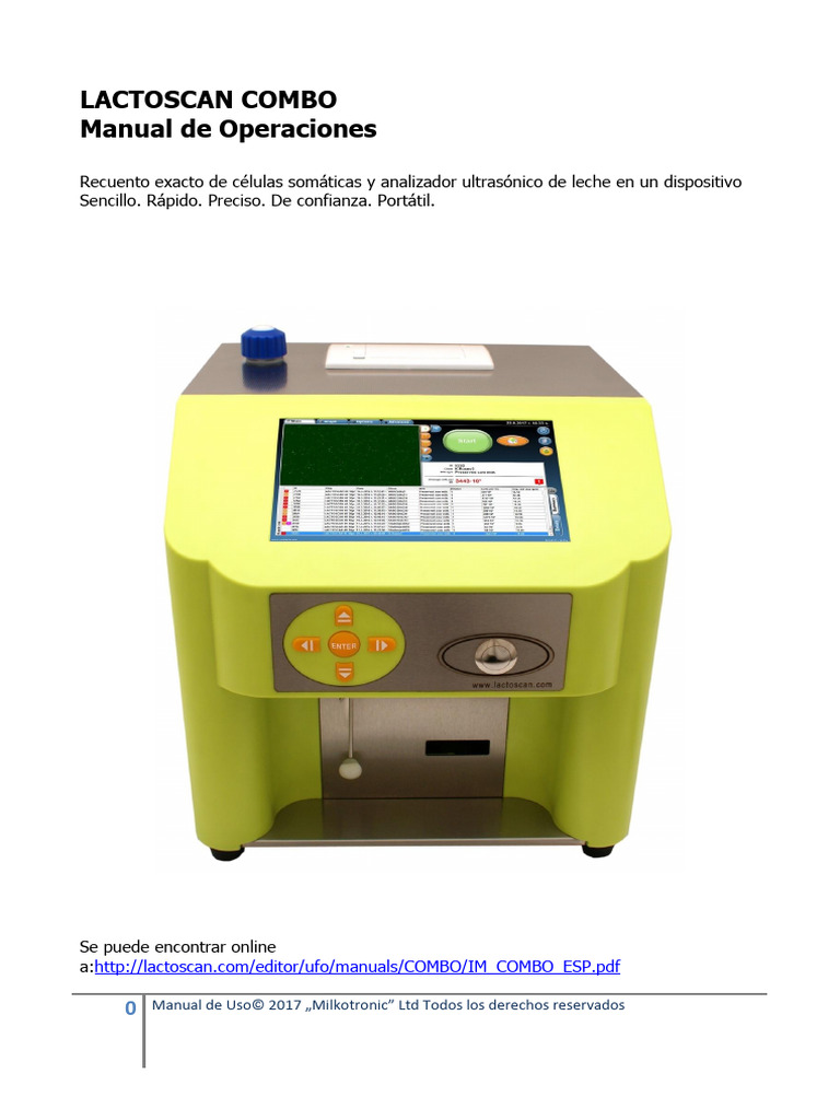 Lactoscan COMBO Esp | PDF | Cambiar | USB