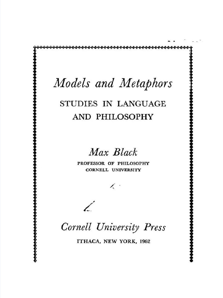 Max Black Models and Metaphors Studies in Language and Philosophy | PDF ...