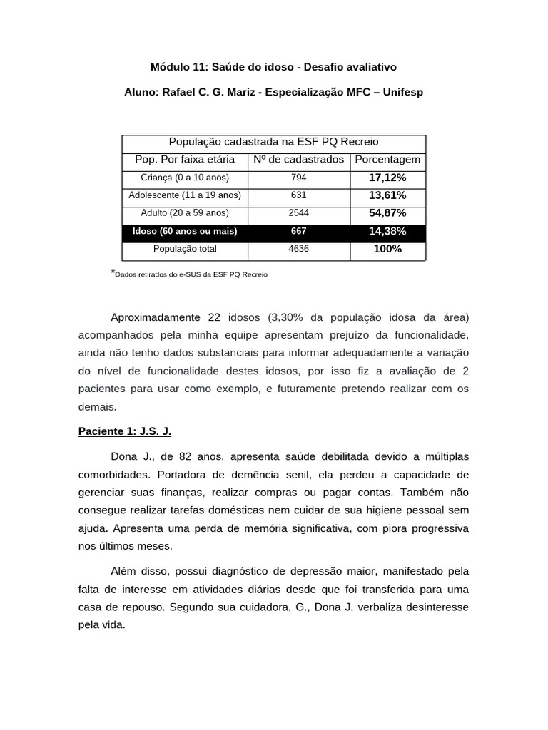 Módulo 11 - Saúde Do Idoso - Desafio Avaliativo | PDF | Demência | Depressão