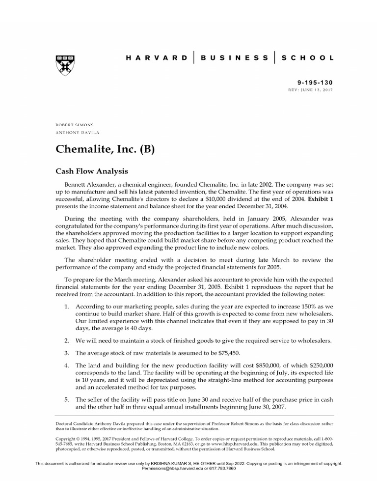 Case 3 Chemalite Inc Cash Flow | PDF