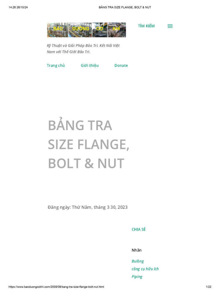 B NG Tra Size Flange, Bolt & Nut | PDF