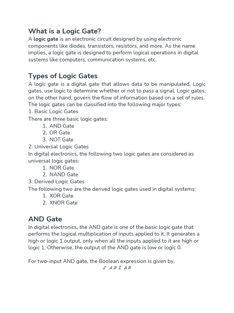 Logic Gates | PDF | Logic Gate | Digital Electronics