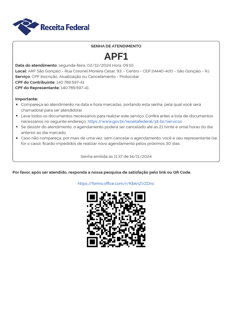 Agendamento CPF 1 | PDF