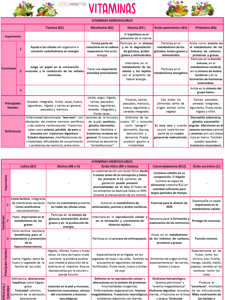 Guía Completa de Vitaminas Esenciales | PDF | Metabolismo | Carbohidratos