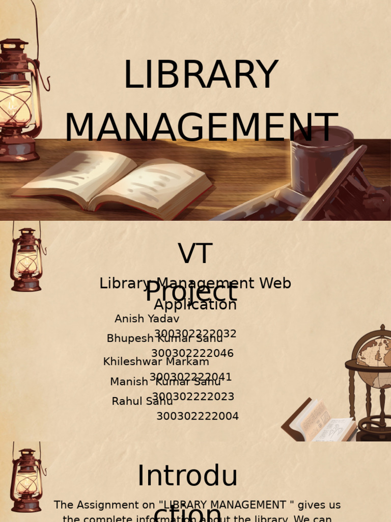 Library Management VT Project Presentation | PDF | Libraries | Databases