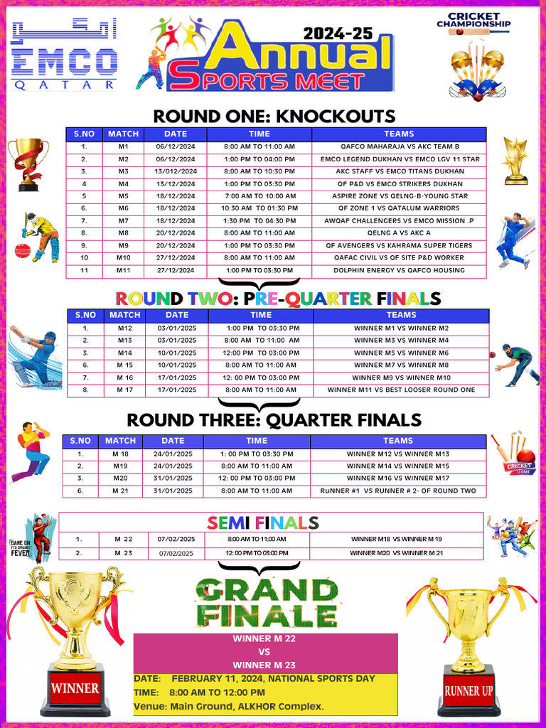 Cricket Fixture 2024-25 | PDF