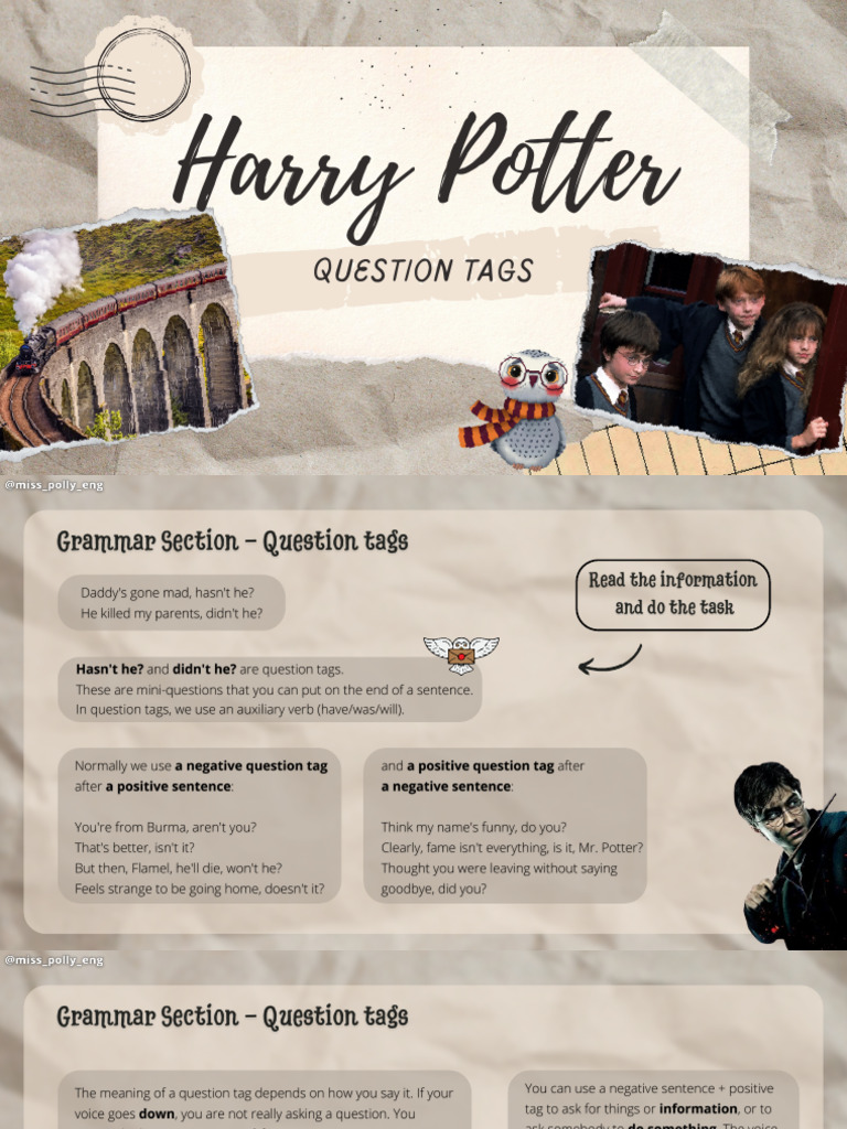 Harry Potter Question Tags by @Miss_polly_eng | PDF