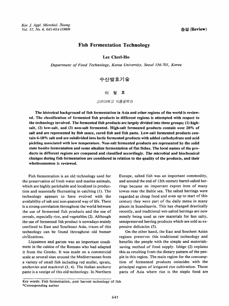 Fish Fermentation Technology | PDF