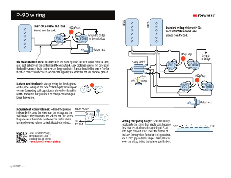 stewmac-p90-wiring | PDF | Coaxial Cable | Electrical Engineering