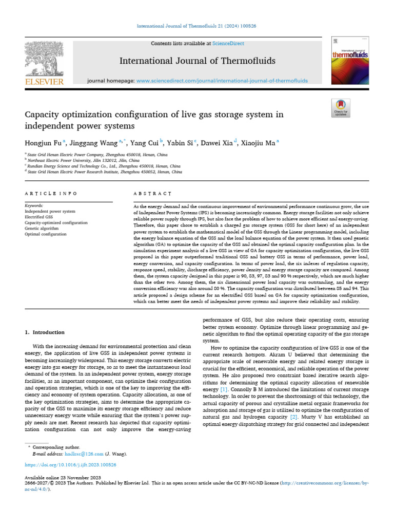 Capacity Optimization Configuration of Live Gas Storage System | PDF ...