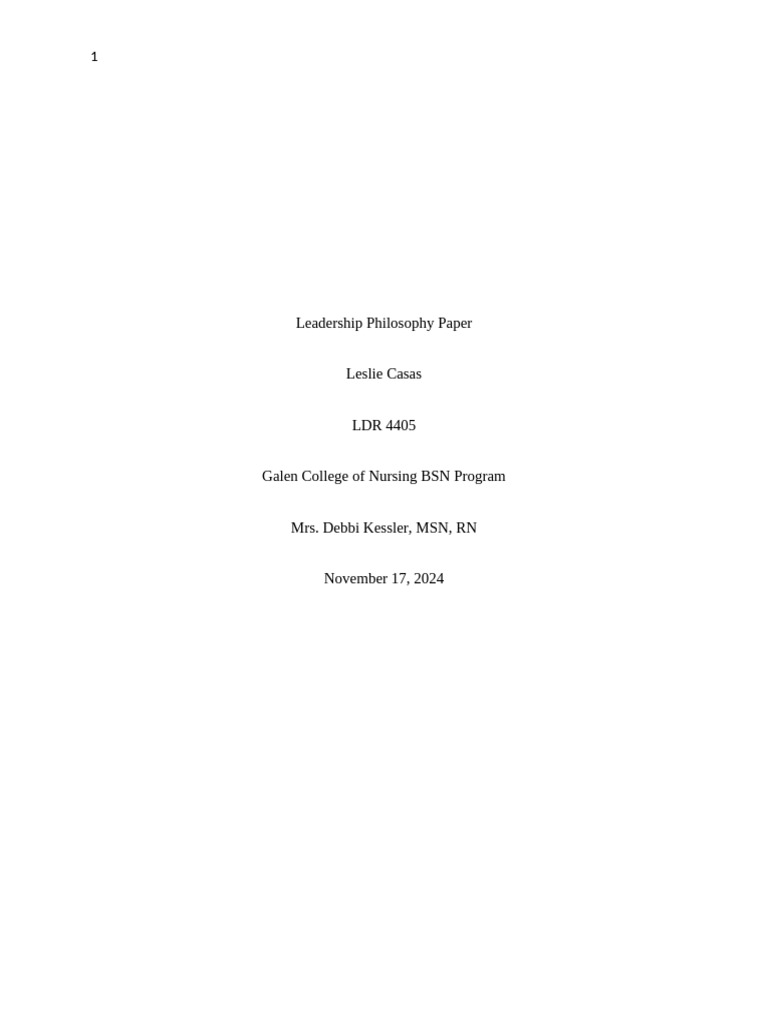 Leadership Philosophy Paper | PDF | Leadership | Credibility