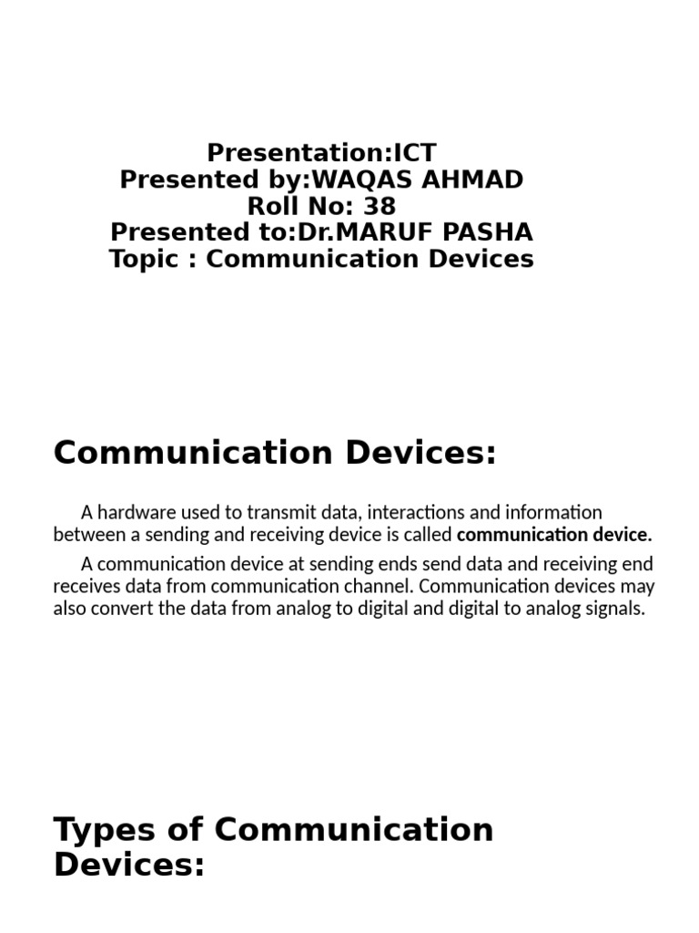 Presentation:ICT Presented by:WAQAS AHMAD Roll No: 38 Presented To:dr ...