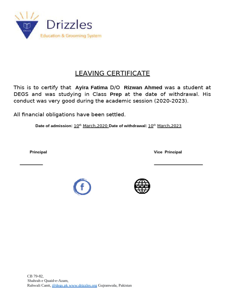 Students Leaving Certificate | PDF
