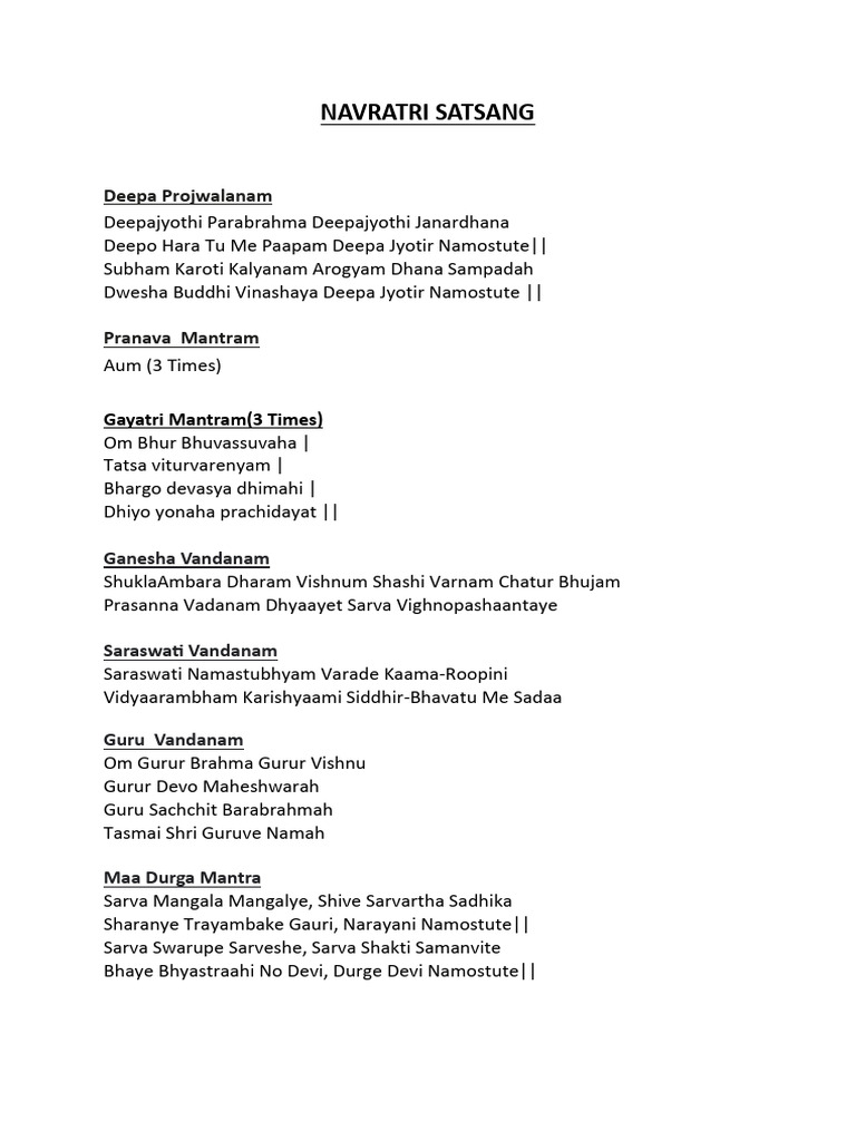 Navratri Satsang: Devi Mantras & Stuti | PDF | Devi | Hindu Deities