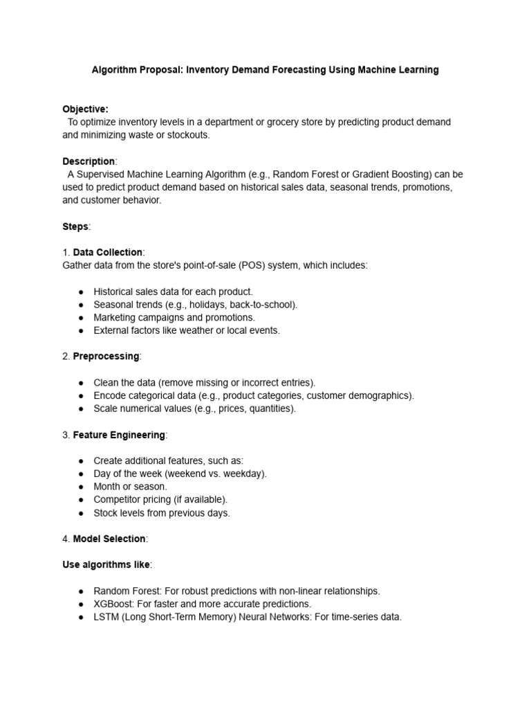 Algorithm Proposal- Inventory Demand Forecasting Using Machine Learning ...