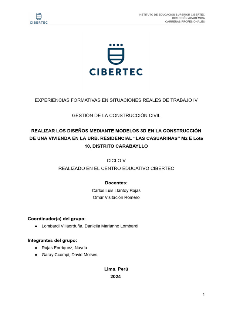 Proyecto Efsrt-Quinto Ciclo-David Garay | PDF | Autodesk Revit | Diseño