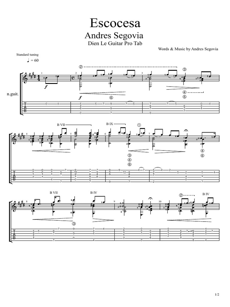 Andres Segovia Guitar Tab | PDF | Guitar Family Instruments | Irish ...