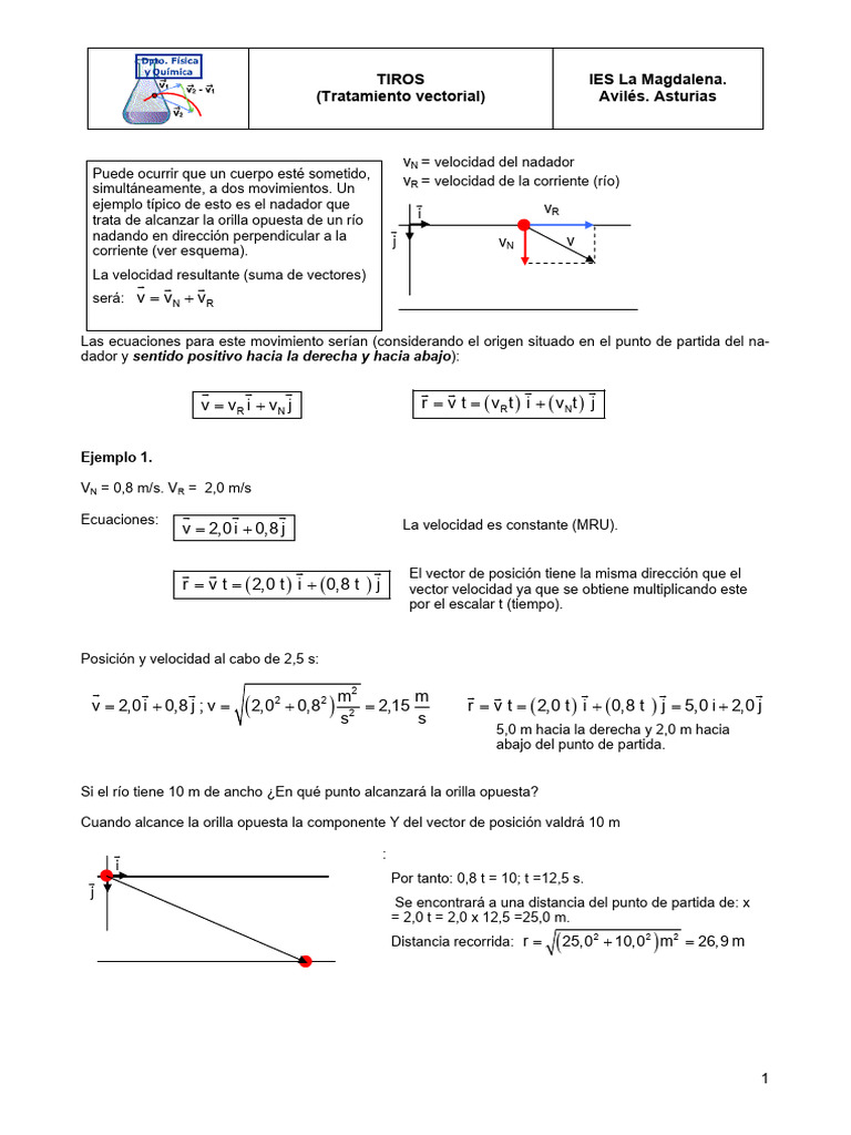 Tiros y movimientos en física vectorial | PDF | Velocidad | Vector ...