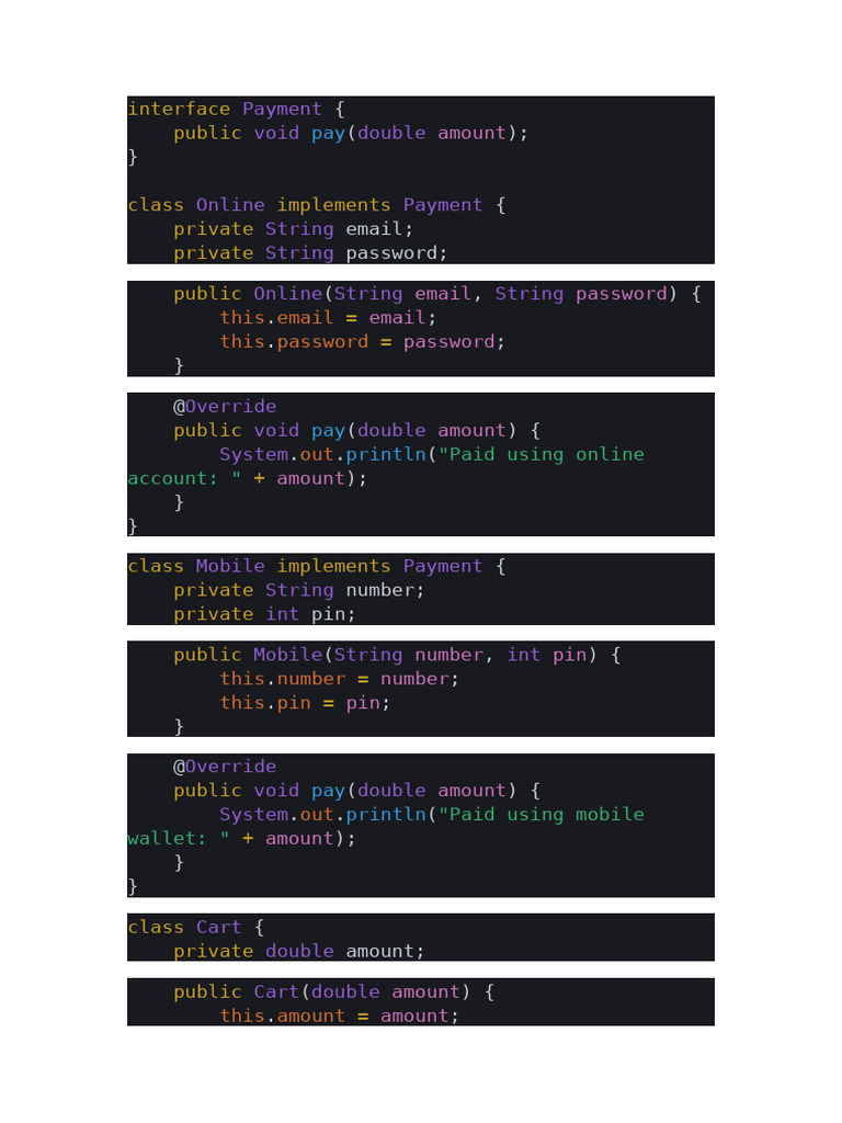 Payment Processing in Java Classes | PDF