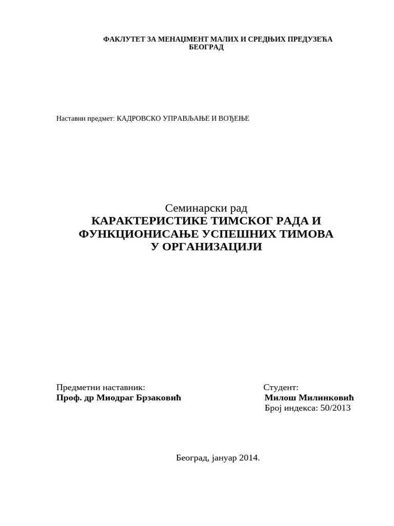 Timski rad | PDF