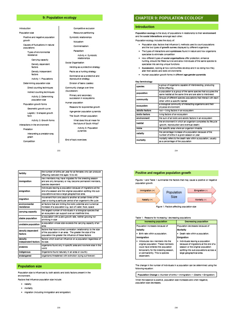 Population Ecology Notes | PDF | Predation | Reproduction