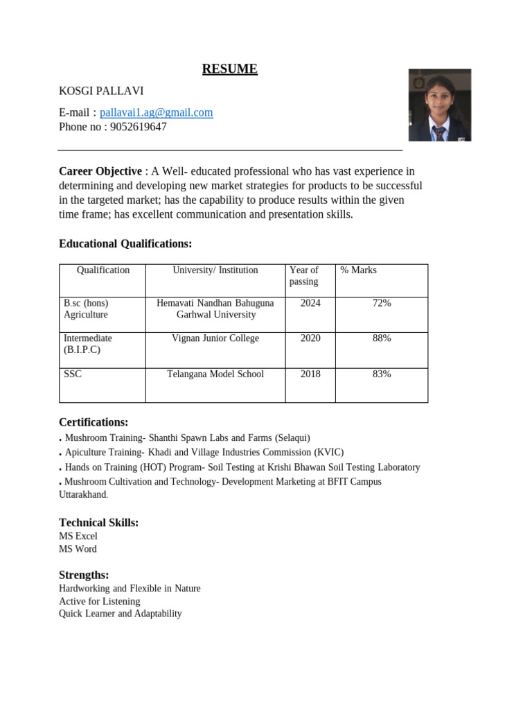 Kosgi Pallavi Resume Cognizant | PDF