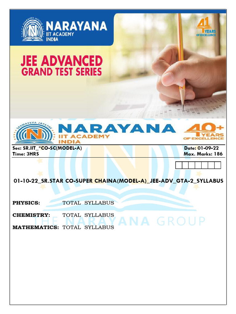 01.10.22_SR.STAR CO-SC(MODEL-A)_Jee_Adv_2019_P2_GTA-2_QP | PDF | Electron | Coordination Complex