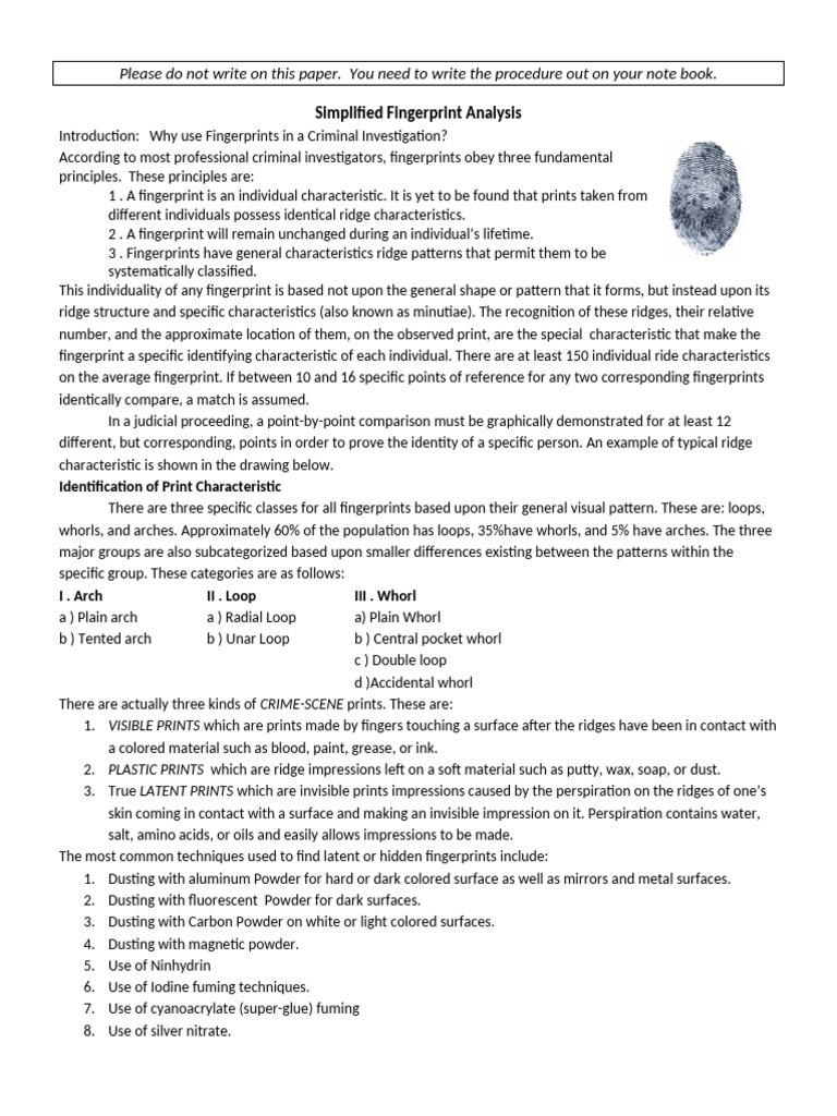 simplified_fingerprint_analysis | PDF | Fingerprint | Materials
