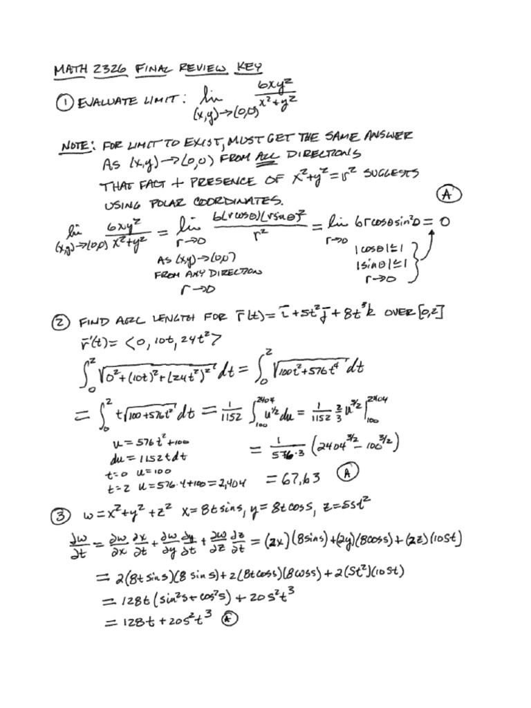 Final Review Key | PDF | Analytic Geometry