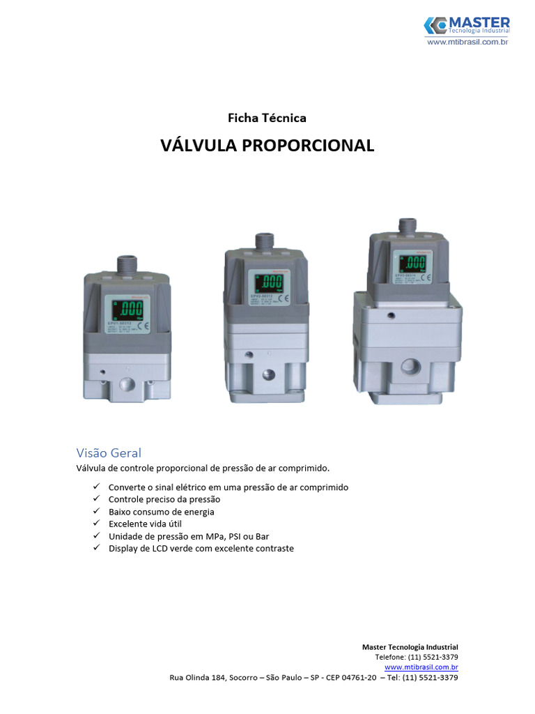 Valvula Proporcional EPV 2021 | PDF | Pressão | Válvula