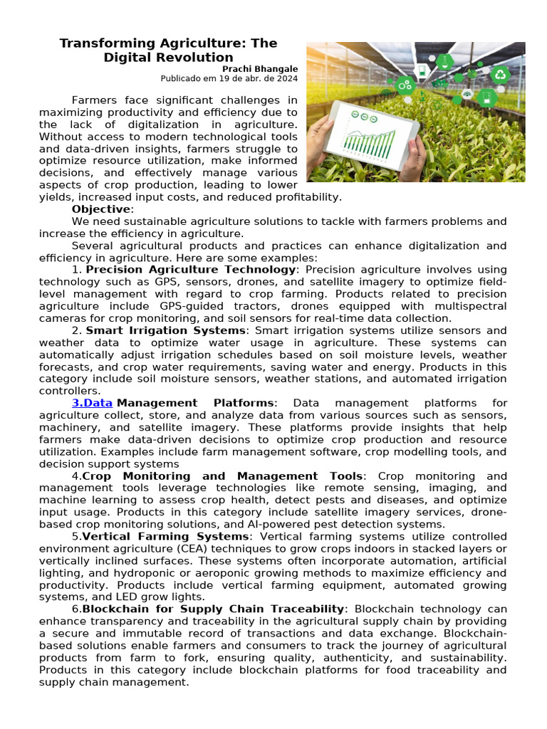 Harvesting Innovation - The Evolution of Smart Agriculture Through Technology Integration | PDF ...