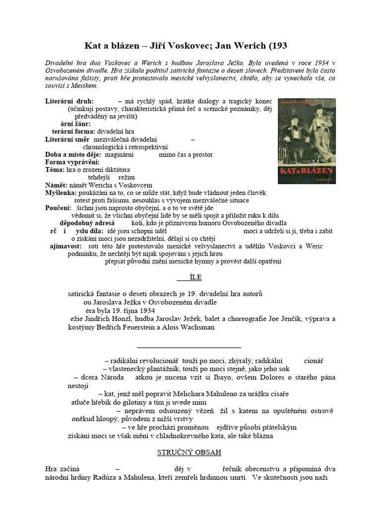 Kat A Blázen - Voskovec - Werich | PDF