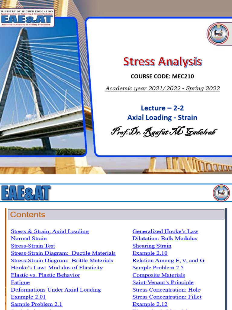 Axial Loading & Strain Lecture 2-2 MEC210 | PDF