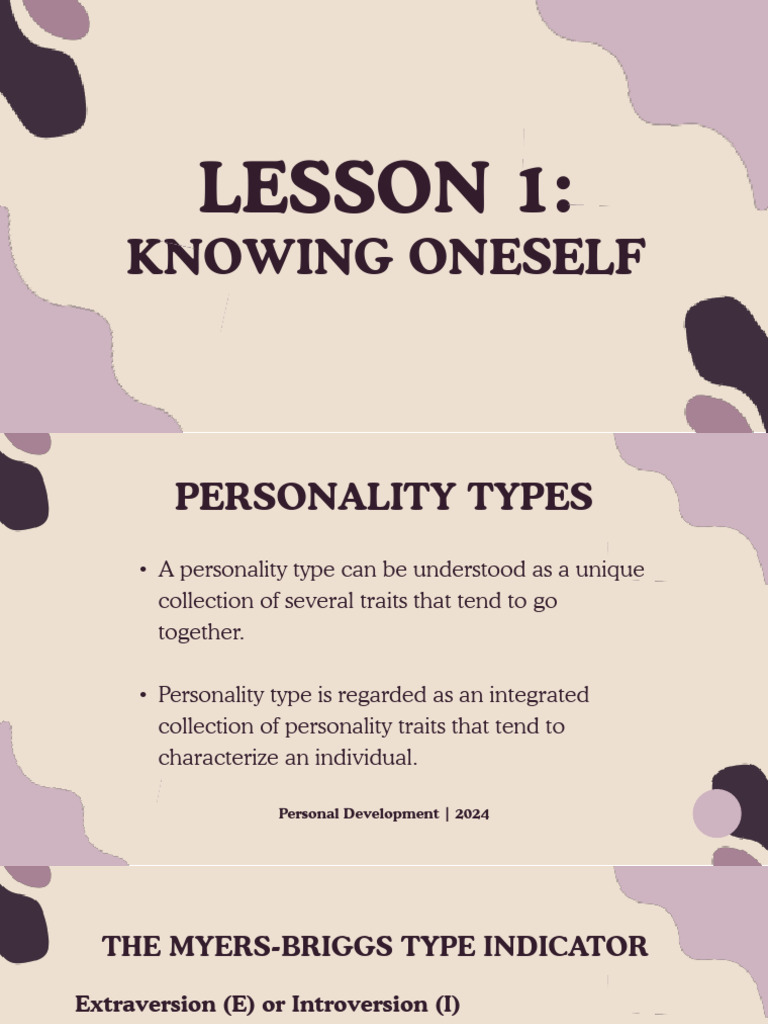 LESSON 1. KNOWING ONESELF Continuation | PDF | Personality Type | Extraversion And Introversion