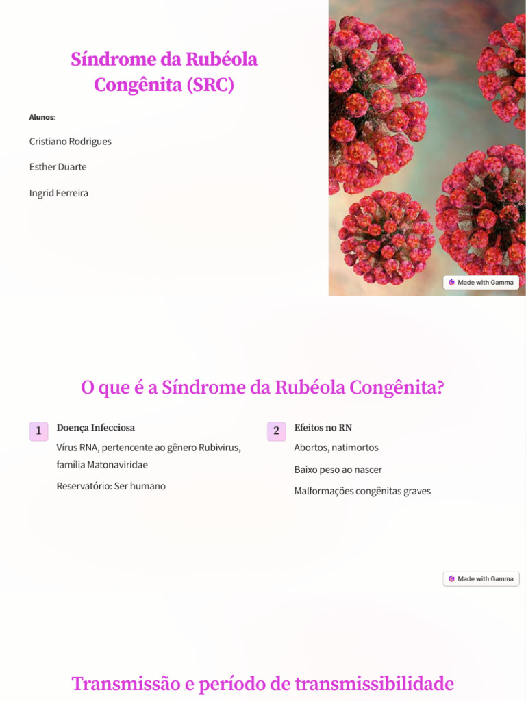 Síndrome da Rubéola Congênita: Causas e Prevenção | PDF | Vírus | Sarampo
