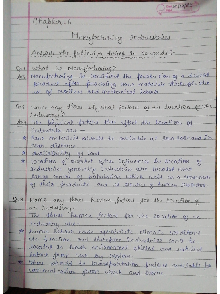 Manufacturing Industries Class 10 | PDF