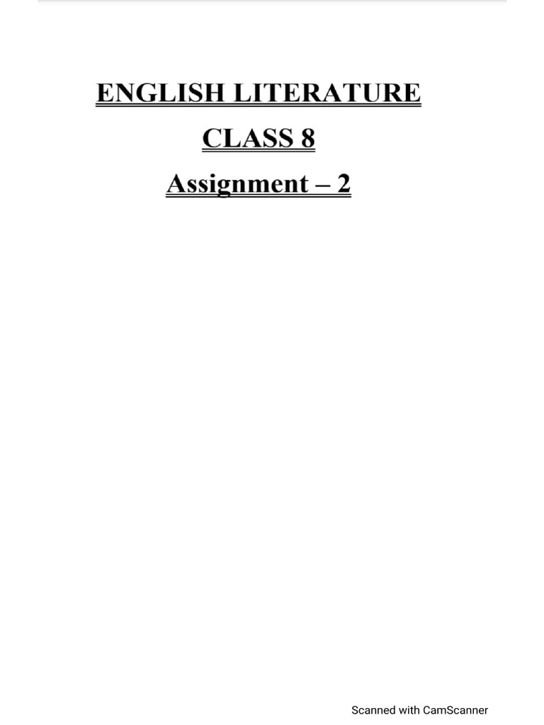 Class 8 Eng Lit Worksheet2 | PDF
