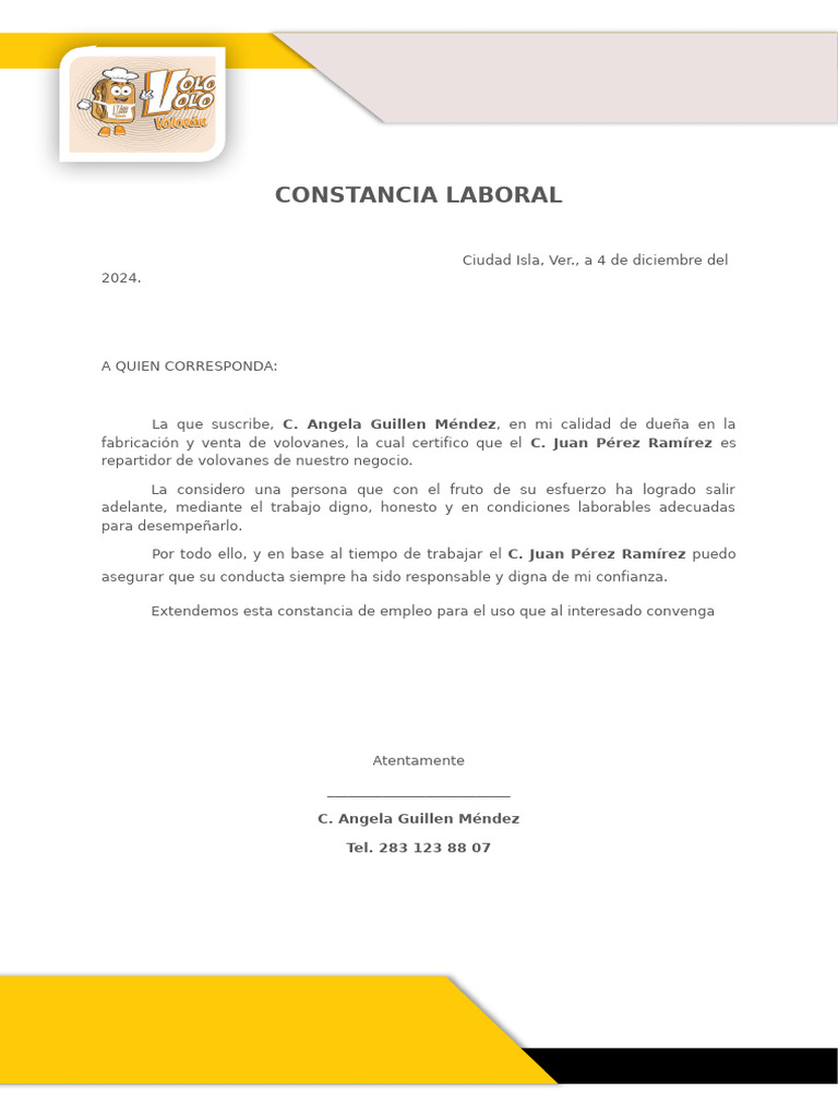 Constancia Laboral Wordd | PDF