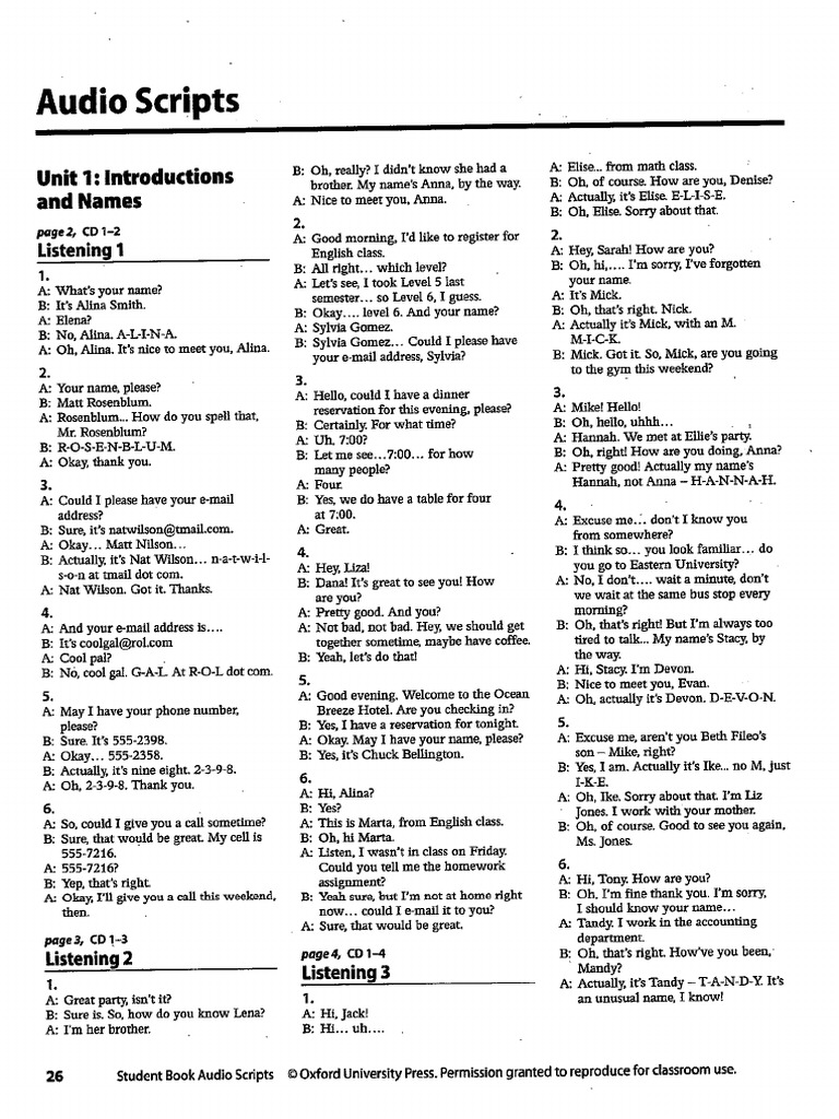 Tactics For Listening Basic Answer Key | PDF