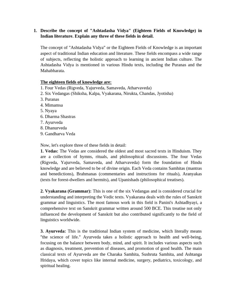 Ashtadasha Vidya & Vedangas Explained | PDF | Vedas