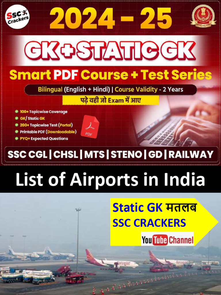 002 Static GK Topic Wise PDF International Airports in Ind | PDF