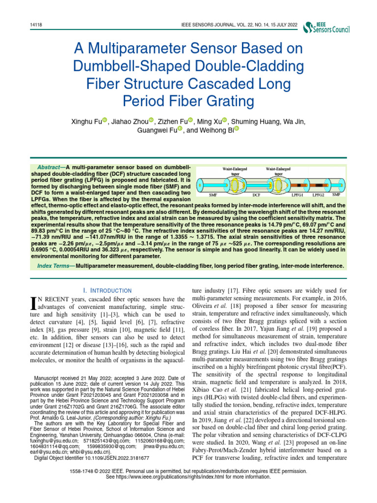 Multi-Parameter Sensor Using DCF Structure | PDF | Optical Fiber | Sensor